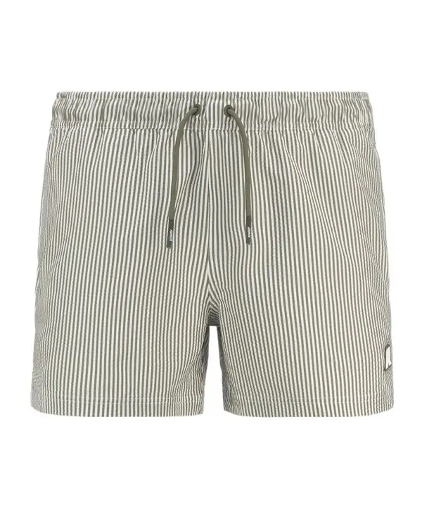 K-WAY Logo Patch Striped Swim Shorts