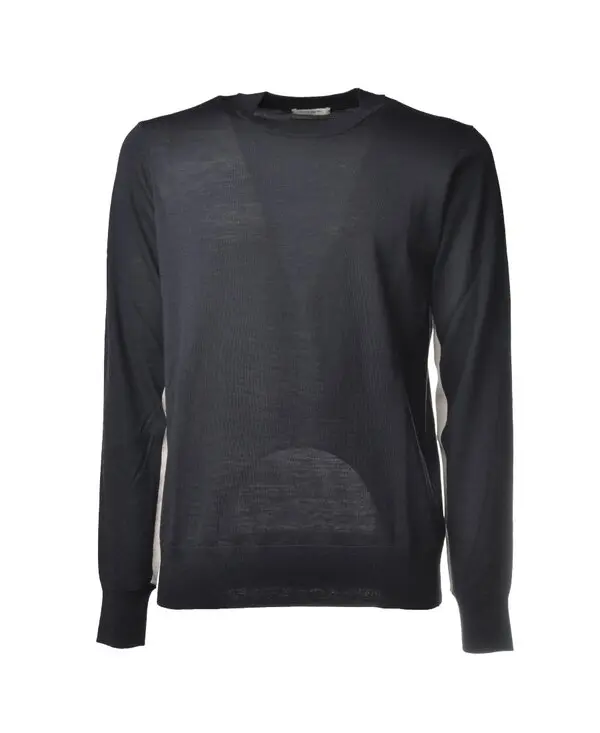 PAOLO PECORA Dark Blue Round-neck Wool Pullover