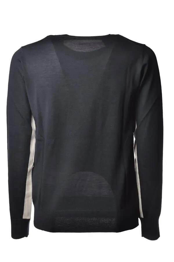 PAOLO PECORA Dark Blue Round-neck Wool Pullover