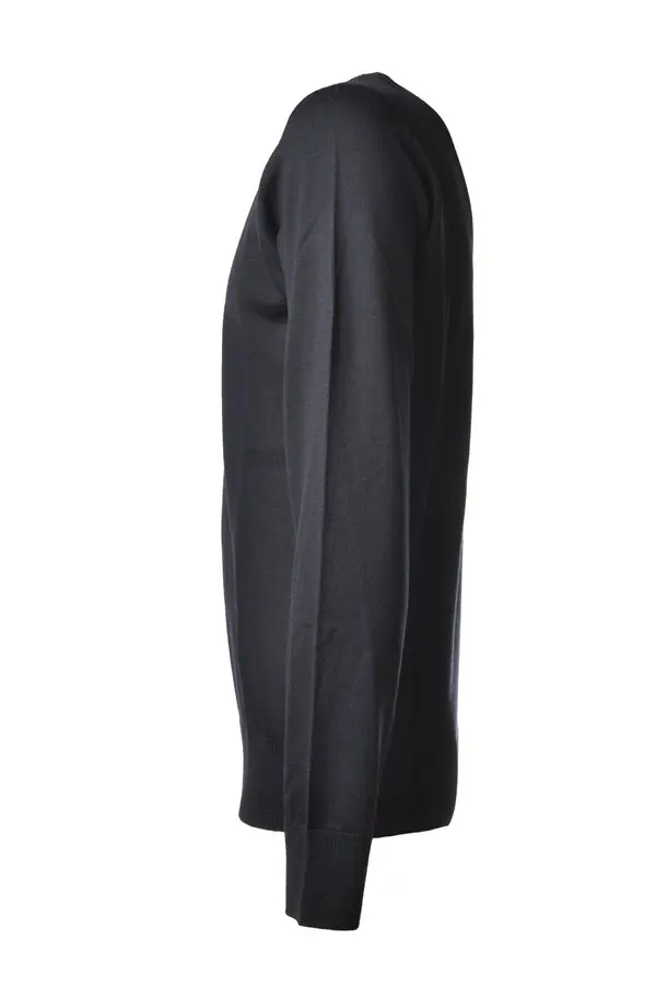 PAOLO PECORA Dark Blue Round-neck Wool Pullover
