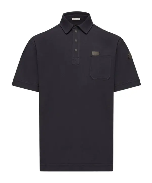Moncler Leather Logo Tag Cotton Polo Shirt