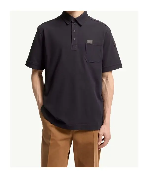 Moncler Leather Logo Tag Cotton Polo Shirt