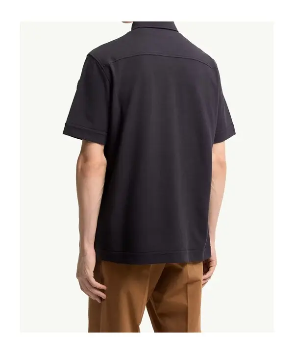 Moncler Leather Logo Tag Cotton Polo Shirt