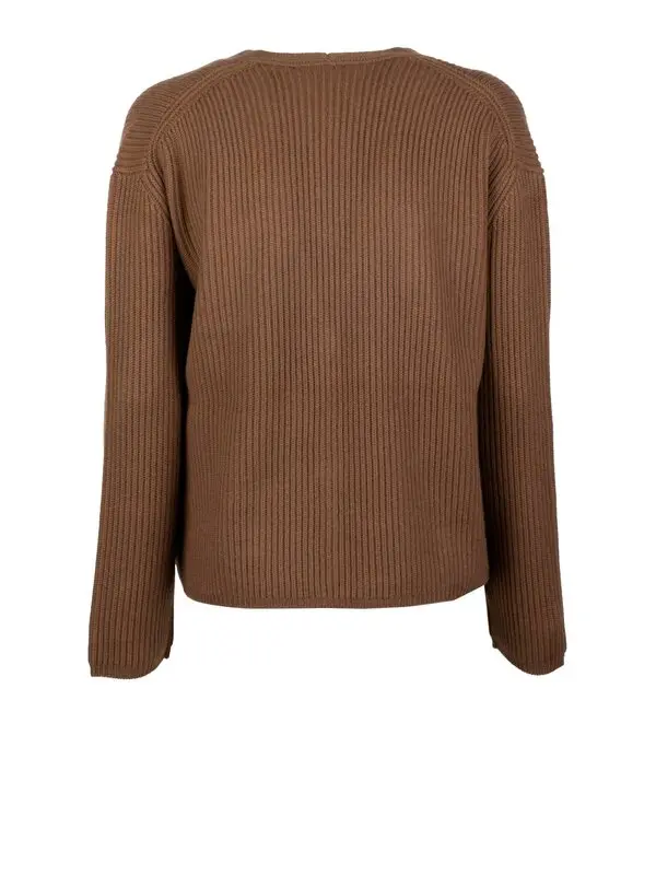 Max Mara Wool And Cashmere Cardigan With V-neck - Chestnut