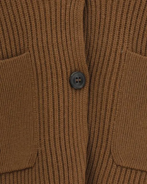 Max Mara Wool And Cashmere Cardigan With V-neck - Chestnut