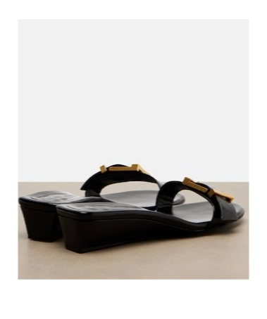 Khaite Manhattan Leather Wedge Mules