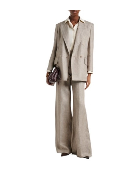 Max Mara Double-breasted Herringbone Linen Blazer