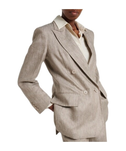 Max Mara Double-breasted Herringbone Linen Blazer