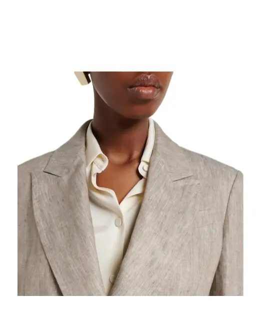 Max Mara Double-breasted Herringbone Linen Blazer