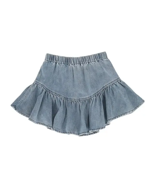 DOUUOD Ruffled-trim Denim Skirt