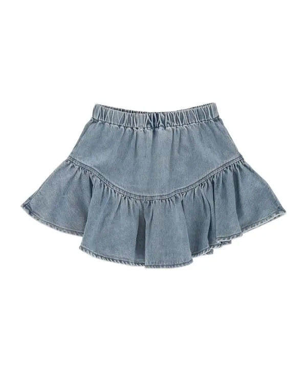 DOUUOD Ruffled-trim Denim Skirt