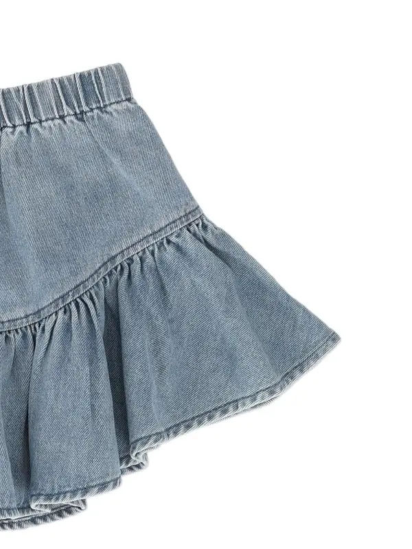 DOUUOD Ruffled-trim Denim Skirt