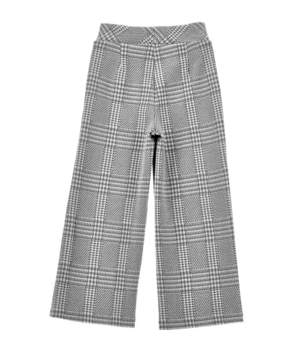 Monnalisa Checked Wide-leg Trousers With Logo Plaque