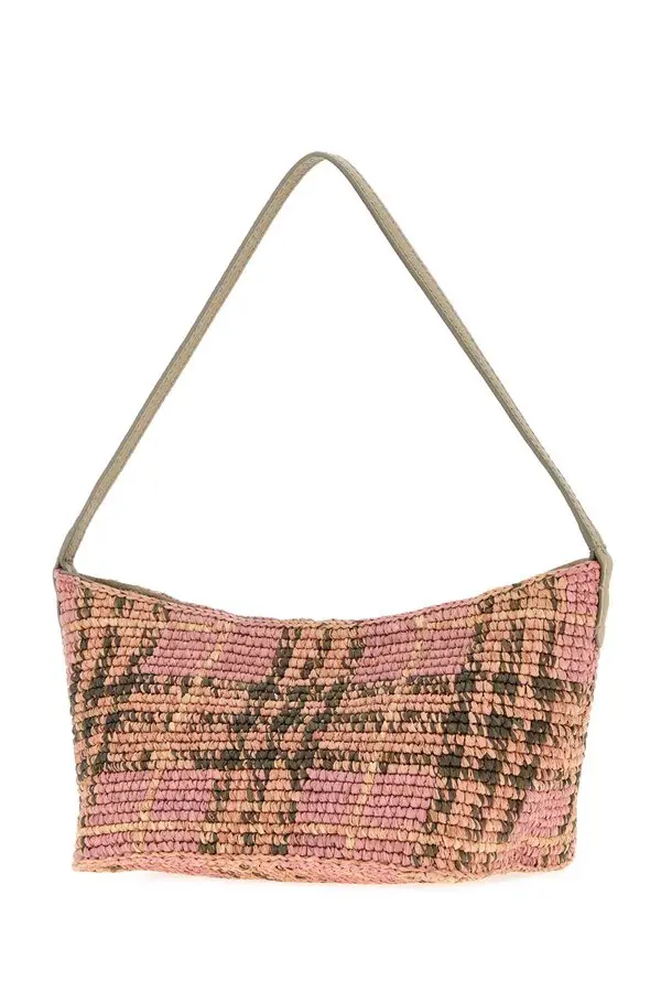 Burberry Embroidered Raffia Mini Margate Shoulder Bag