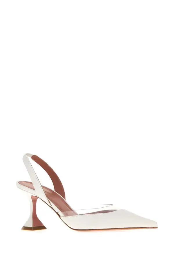 Amina Muaddi Nappa Leather Lara Sling Pumps - White