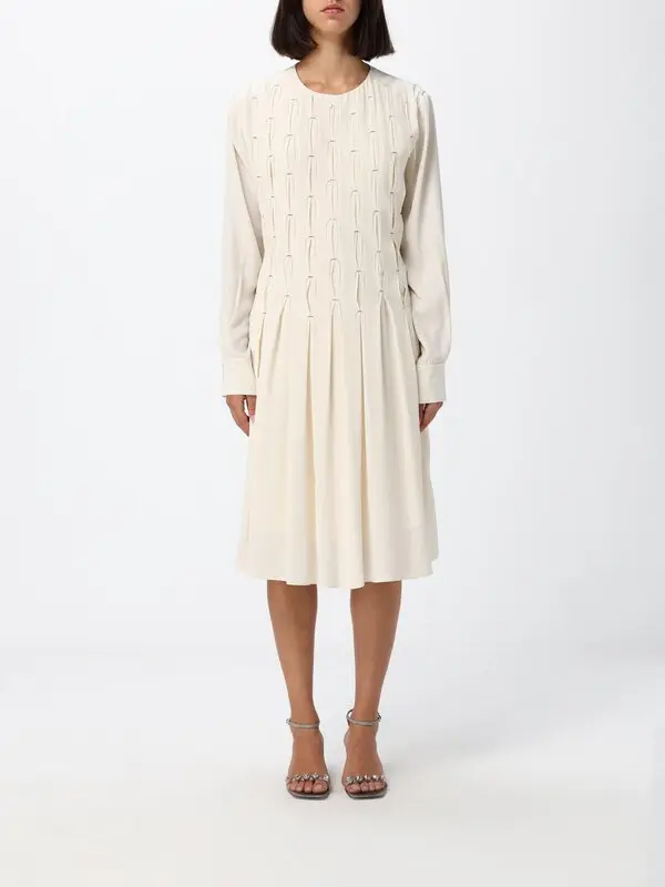 Fabiana Filippi A-line Crêpe De Chine Midi Dress With Plastron
