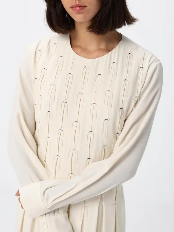 Fabiana Filippi A-line Crêpe De Chine Midi Dress With Plastron