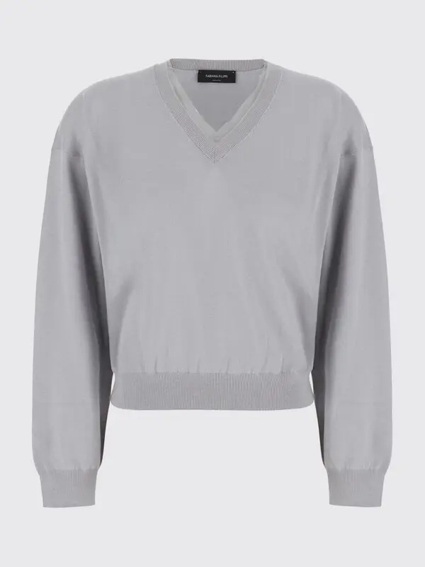 Fabiana Filippi V-neck Wool And Cotton Blend Jumper - Grey