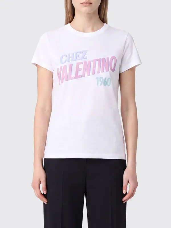Valentino Garavani Chez Slim Fit Cotton T-shirt With Logo Print - White