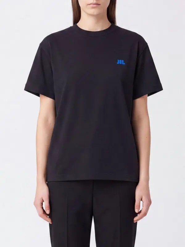 JIL SANDER Cotton T-shirt With Embroidered Logo - Blue