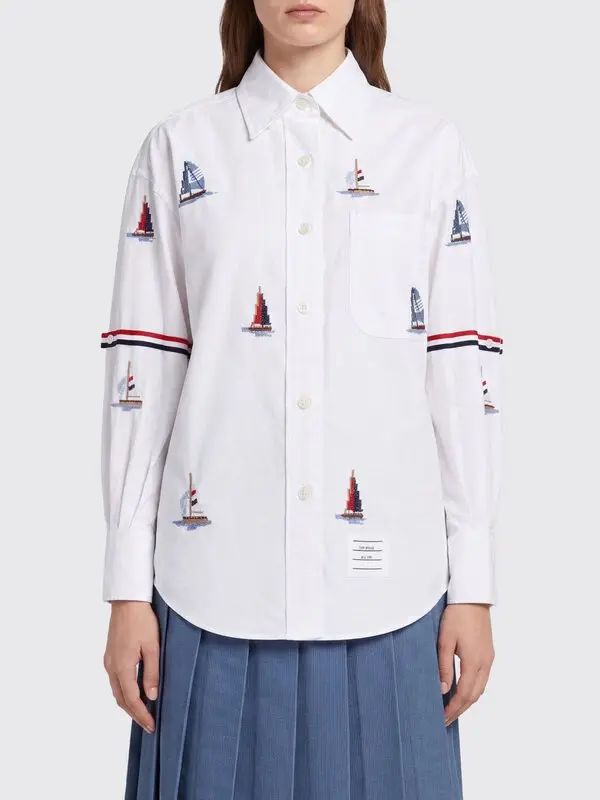 Thom Browne Embroidered Sailboat Shirt - White