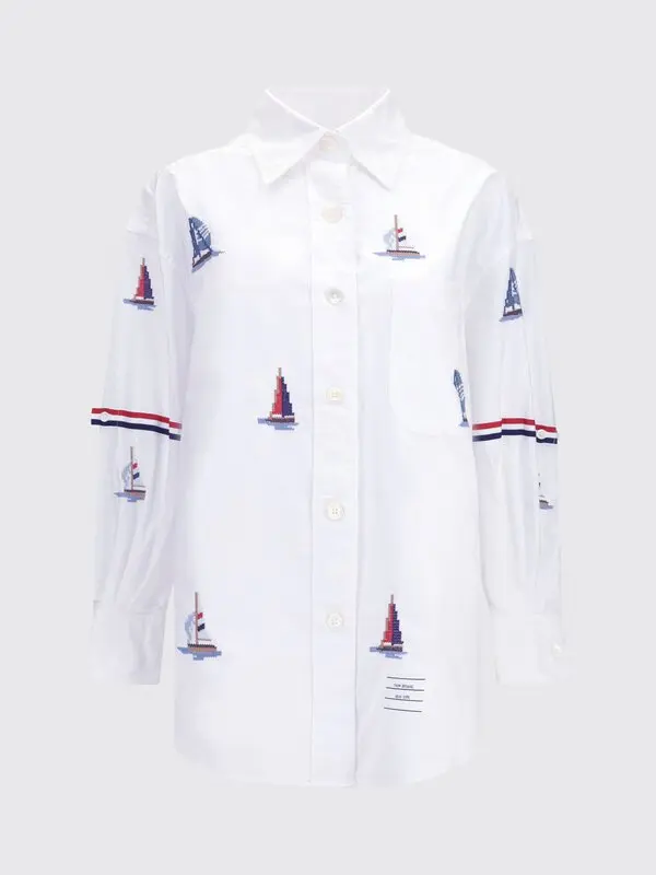 Thom Browne Embroidered Sailboat Shirt - White