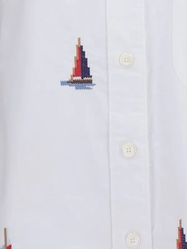 Thom Browne Embroidered Sailboat Shirt - White