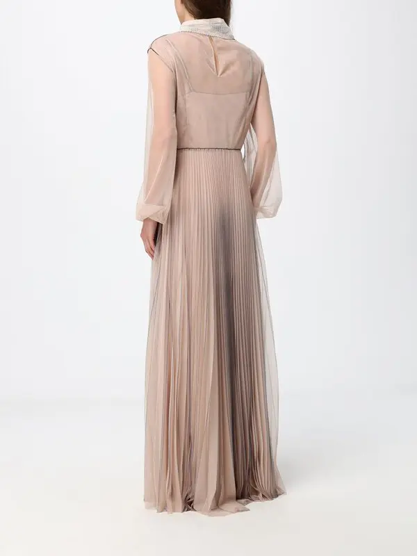 Fabiana Filippi Pleated Tulle Long Chemisier Dress With Detachable Collar