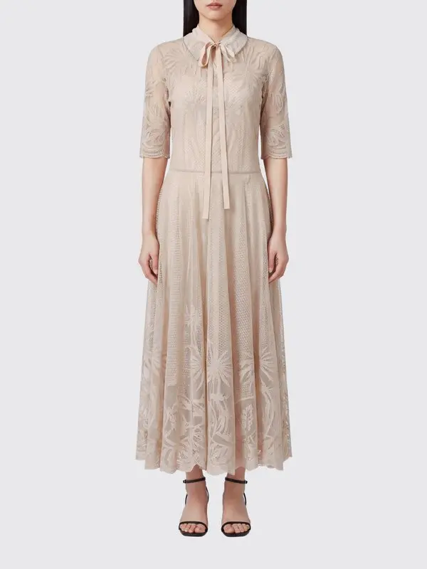 Fabiana Filippi Lace Midi Chemisier Dress - Beige