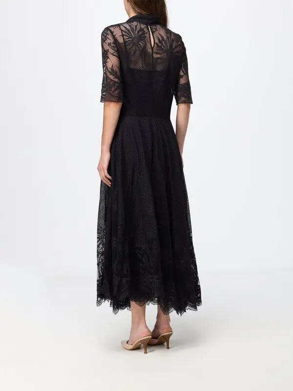 Fabiana Filippi Short-sleeved Midi Chemisier Dress In Lace With Classic Collar