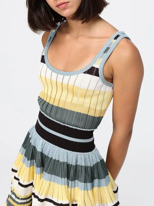 Alaïa Striped Knit Off-the-shoulder Mini Dress