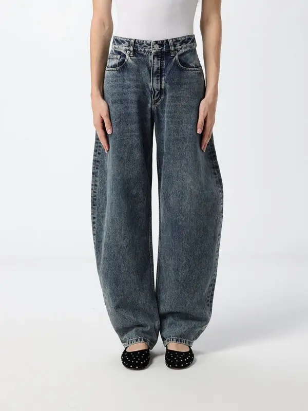 Alaïa Round High-waisted Baggy Jeans In Cotton Denim