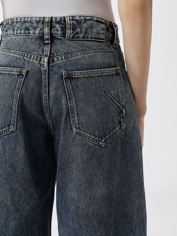 Alaïa Round High-waisted Baggy Jeans In Cotton Denim