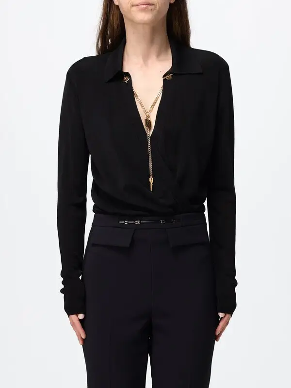 Elisabetta Franchi Draped Bodysuit With Chain Detail