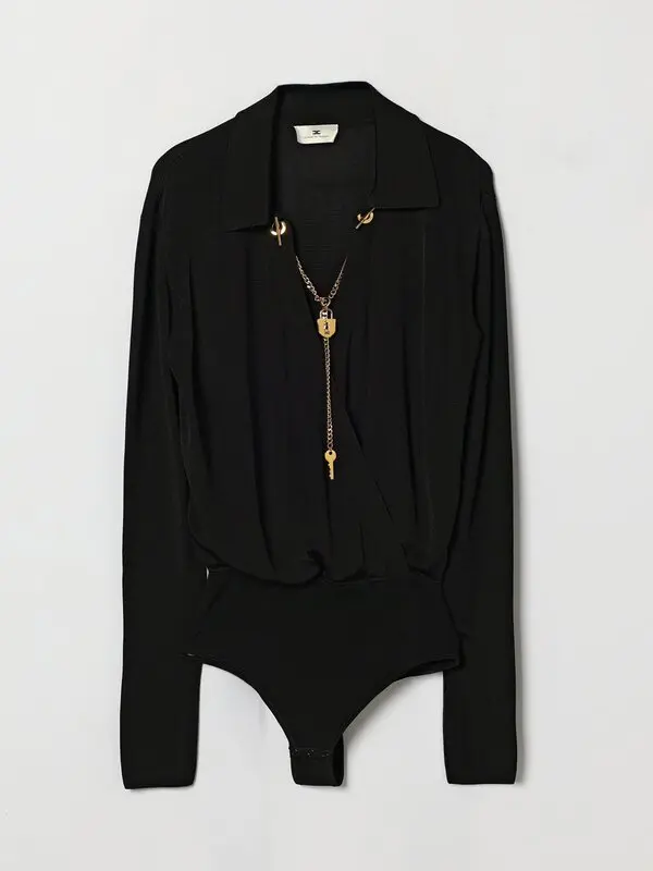 Elisabetta Franchi Draped Bodysuit With Chain Detail