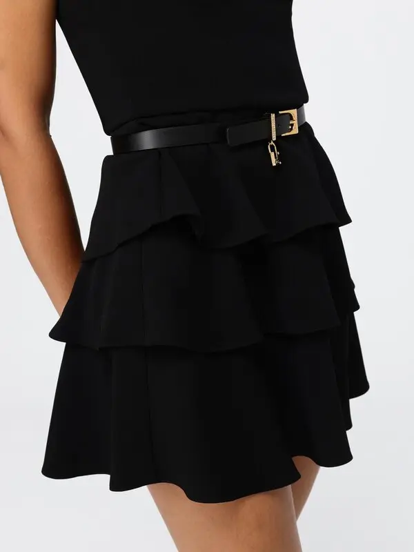 Elisabetta Franchi Off-the-shoulder Jersey Mini Sheath Dress With Ruffles