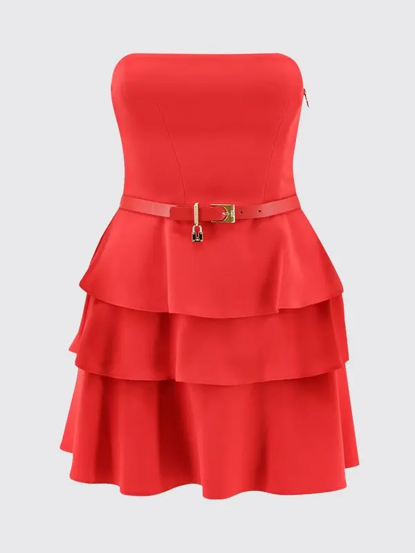 Elisabetta Franchi Off-the-shoulder Jersey Mini Sheath Dress With Ruffles - Red