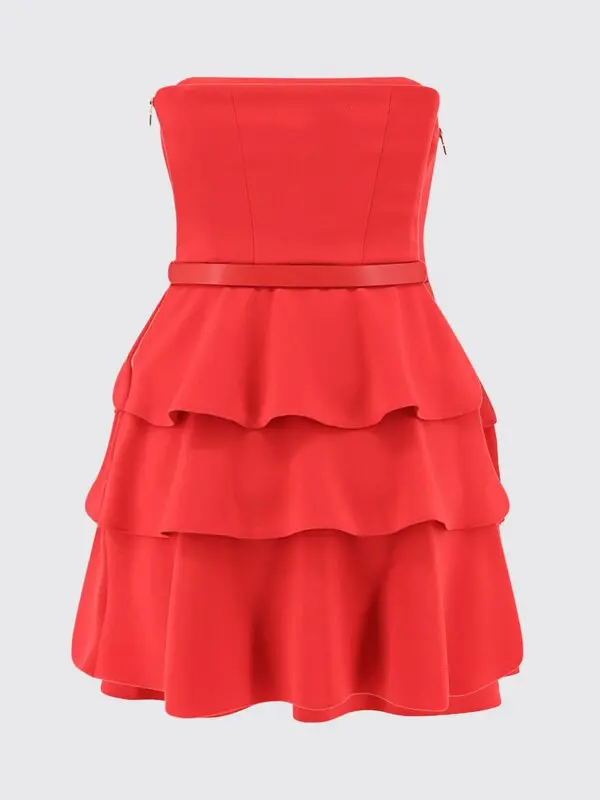 Elisabetta Franchi Off-the-shoulder Jersey Mini Sheath Dress With Ruffles - Red