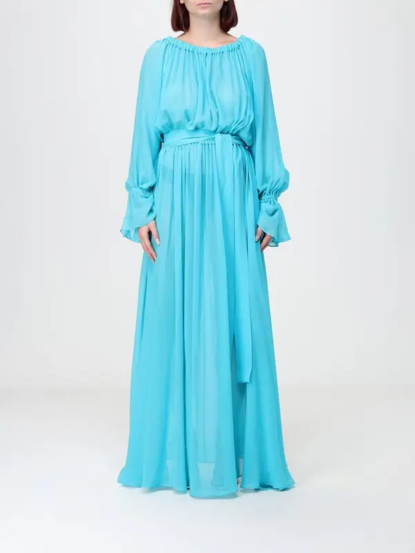 COLLINI MILANO 1937 Long Sleeve Chiffon Gown - Gnawed Blue