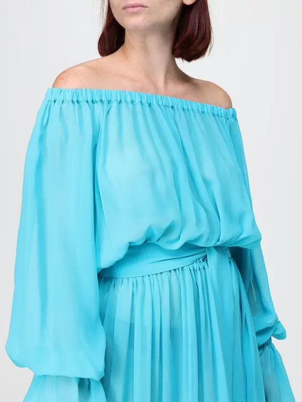 COLLINI MILANO 1937 Long Sleeve Chiffon Gown - Gnawed Blue