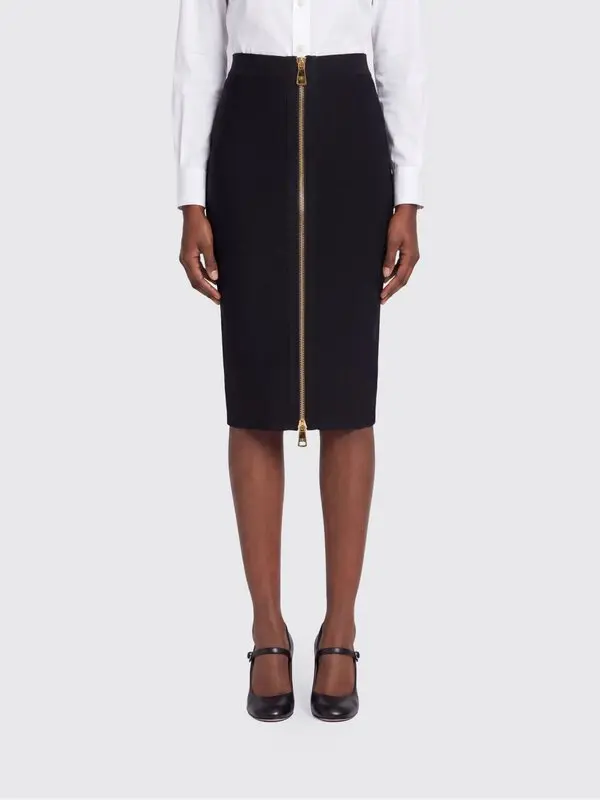 Elisabetta Franchi High-waisted Midi Pencil Skirt In Stretch Viscose Jersey - Black