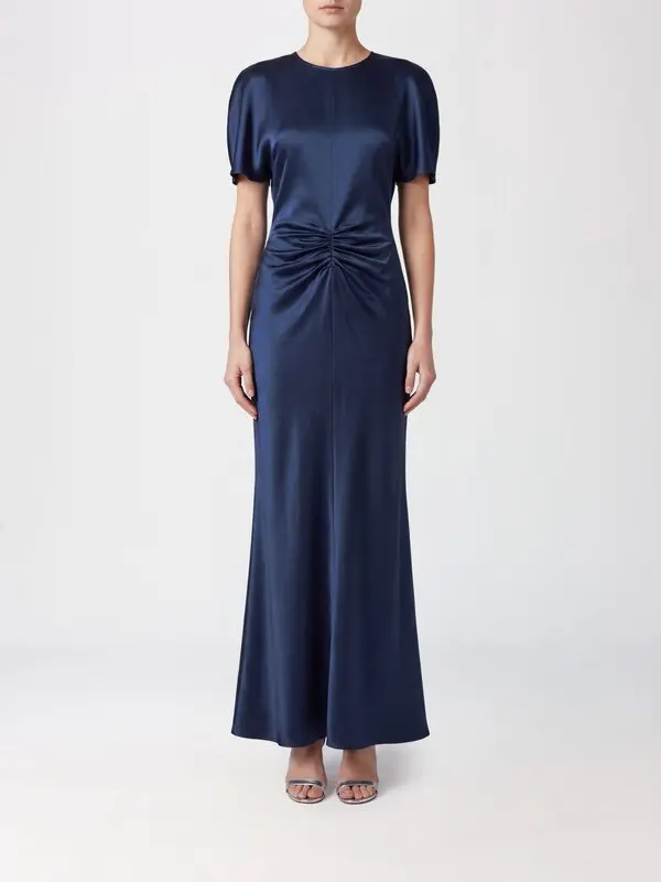 Victoria Beckham Isabella Ruched-waist Crêpe Long Evening Gown