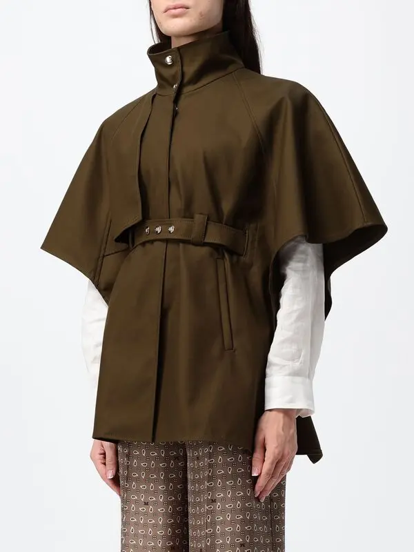 Max Mara Cropped Cotton Cape With A High Neck And An Adjustable Belt