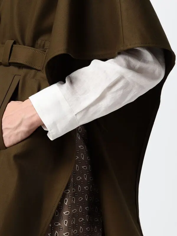 Max Mara Cropped Cotton Cape With A High Neck And An Adjustable Belt