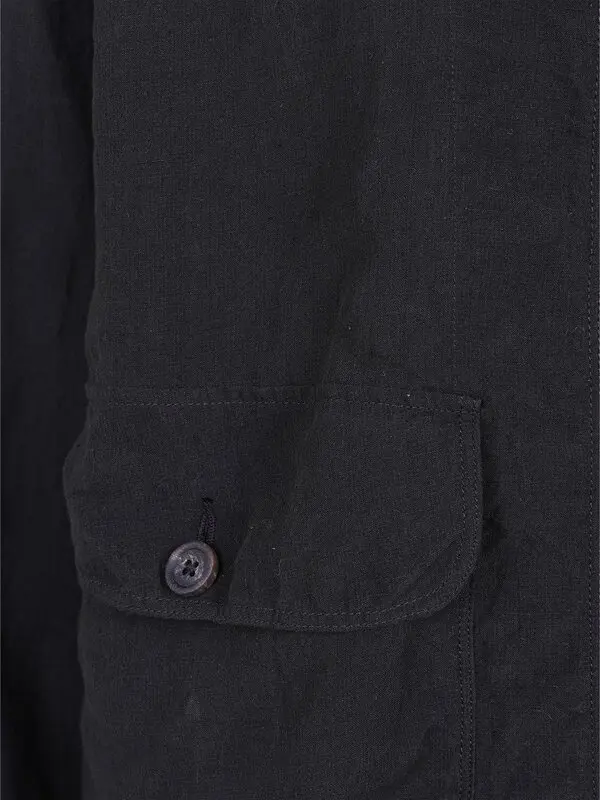 ZIGGY CHEN Shirt-style Pure Linen Bomber Jacket With Zip And Patch Pockets