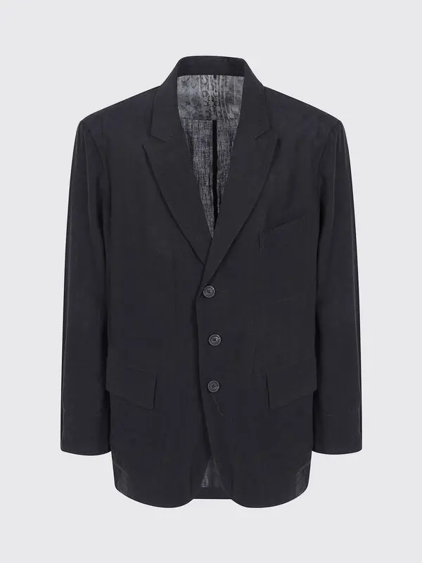 ZIGGY CHEN Single-breasted Pure Linen Blazer With Wrinkled Effect And Lapels