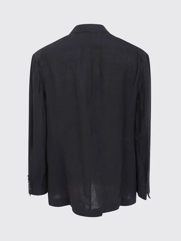 ZIGGY CHEN Single-breasted Pure Linen Blazer With Wrinkled Effect And Lapels