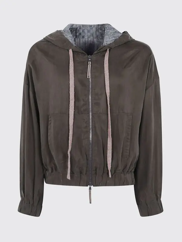 ZIGGY CHEN Cupro Cotton Hooded Windbreaker Jacket With Pouch Pocket
