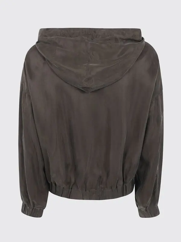 ZIGGY CHEN Cupro Cotton Hooded Windbreaker Jacket With Pouch Pocket