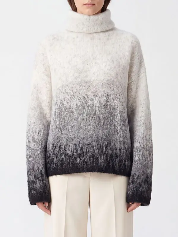 Liu Jo Abstract Pattern Relaxed Fit Wool And Alpaca Blend Turtleneck Jumper - Grey